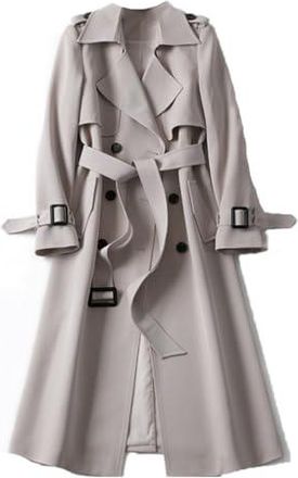 Generic Trench-coat pour femme automne manteau mi-long pour femme trench manteaux vêtements féminins, beige, 4XL