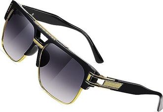 SHEEN KELLY Lunettes de soleil pilote rétro surdimensionnées pour hommes femmes monture métal doré lunettes de soleil carrées