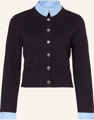 Sandro Sandro Strickjacke Im Materialmix Mit Abnehmbarem Kragen blau