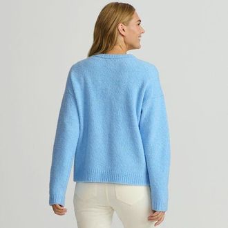 Lands End Boucl&eacute;-Pullover, Damen, Gr&ouml;&szlig;e:44-46 regular, Blau, Polyester-Mischung, by Lands End