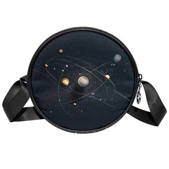 Generic Sac &agrave; bandouli&egrave;re Circle pour femme, petit sac &agrave; bandouli&egrave;re complexe galaxie avec fermeture &eacute;clair, bretelles r&eacute;glables, sac &agrave; main rond d&eacute;contract&eacute; 
