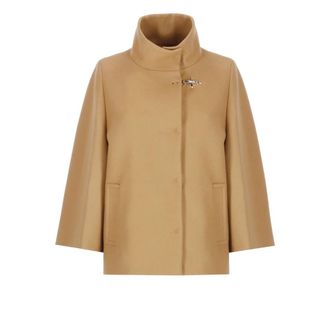 Fay Brauner Wollmantel mit hohem Kragen - - Jackets - Damen - Braun - L