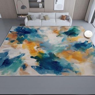Generic Color&eacute; Tapis pour Salon 160 x 230 cm, Lavables avec Dos Antid&eacute;rapant, Tapis &agrave; Poils Courts Imprim&eacute; Abstrait Aquarelle Tie-Dye pour Cuisine Salle &agrave; Man