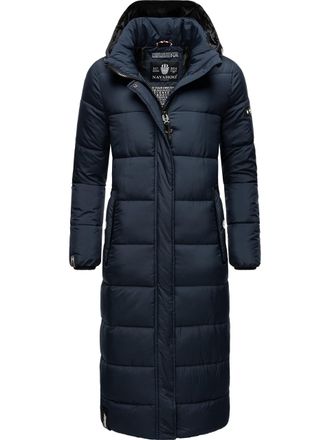 Navahoo Damen Wintermantel warmer Steppmantel lang mit abnehmbarer Kapuze Isalie Navy Gr. XXL