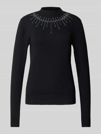 Apricot Strickpullover aus Viskose-Mix mit Ziersteinbesatz