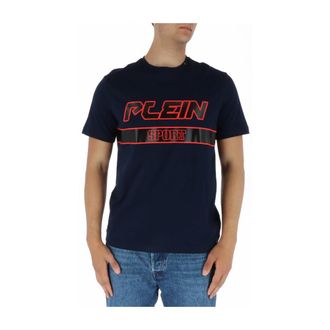 Plein Sport Blau Bedrucktes Kurzarm Rundhals T-shirt - - Sport - Herren - Blau - S