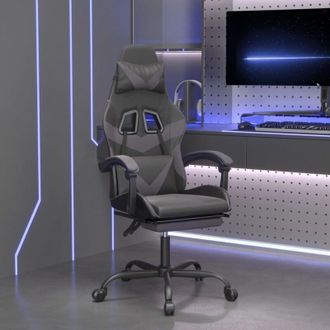 vidaXL Gaming-Stuhl mit Fu&szlig;st&uuml;tze Schwarz und Grau Kunstleder vidaXL