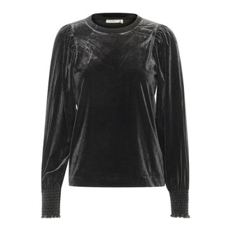 Inwear Schwarze Bluse mit gesmokten &Auml;rmelb&uuml;ndchen - - Tops - Damen - Schwarzk - XS