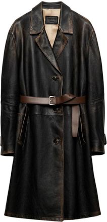 Prada Mantel aus Leder - Schwarz