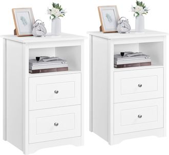 Yaheetech 2er Set Nachtschrank Nachttisch Nachtkommode mit 2 Schubladen Kommode aus Holz Boxspringbett Ablagetisch für Schlafzimmer Wohnzimmer, 73, 5 cm hoch