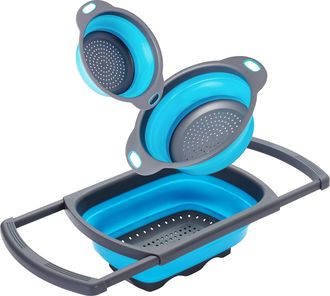 Bramble 3 Stück Faltbares Silikon Seiher Sieb, Abtropfsieb, 3 Größen - Antirutsch, Platzsparend & BPA-Frei - Wohnmobil, Outdoor & Reisen