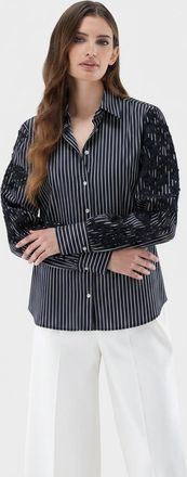 van Laack Gestreifte hemdbluse mit bestickten &Auml;rmeln