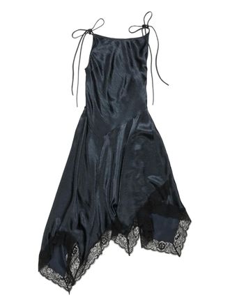 Acne Studios robe asym&eacute;trique bord&eacute;e de dentelle - Bleu