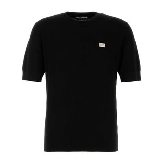 Dolce & Gabbana Klassisches Schwarzes Baumwoll-T-Shirt - - Tops - Herren - Schwarzk - 2XL