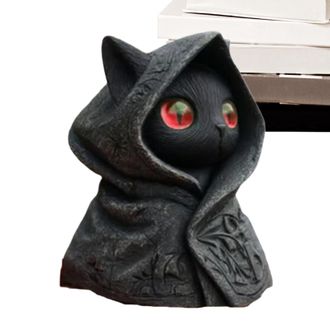 Generico Katzenstatue | geheimnisvolle Katzenfigur mit Kapuze | Dekorative Figur aus Harz f&uuml;r kleine Katzen neben dem Bett | geheimnisvolle Katze mit Kapuze Ti
