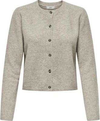 Jacqueline de Yong JDYChloe Life Veste l&eacute;g&egrave;re en Tricot Fin pour Femme avec boutonni&egrave;re, Turtledove Melange, L