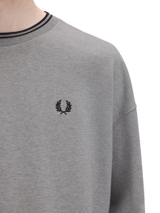 Fred Perry Logo-Embroidered Cotton Sweatshirt - Gray