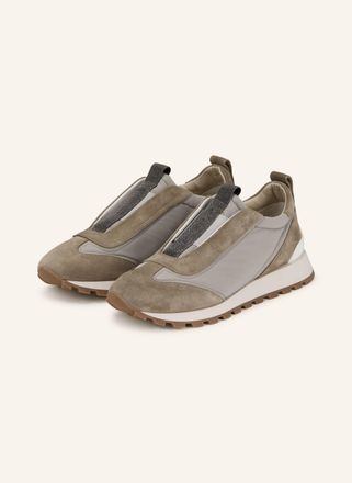 Brunello Cucinelli Brunello Cucinelli Slip-On-Sneaker Mit Schmuckperlen grau