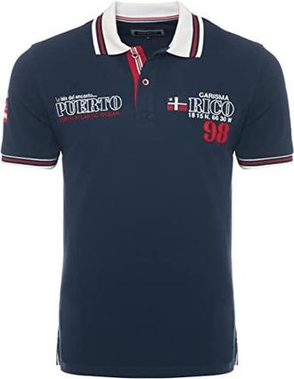 Carisma Polo à manches courtes pour homme 100 % coton - Polo pour homme avec broderie - T-shirt agréable coupe droite pour le bureau et les loisirs 4665, bleu