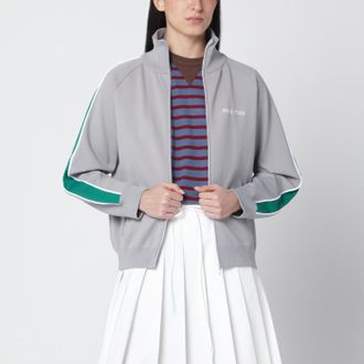 Miu Miu Grau/gr&uuml;ne Rei&szlig;verschluss-Sweatjacke aus technischem Garn