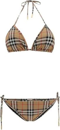 Burberry Femme, Maillots de bain, Brun, Taille: 42 FR Vintage Check Triangle Bikini