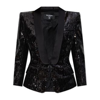 Balmain Paillettenblazer - - Jackets - Damen - Schwarzk - XS