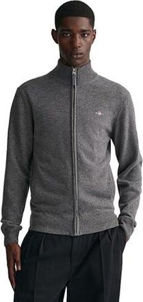 GANT Cardigan zipp&eacute; en laine dagneau tr&egrave;s fine, 90 Charcoal Melange, XXL