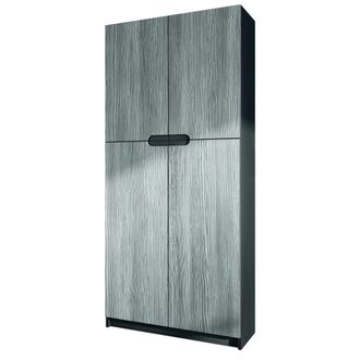 Vladon Büroschrank Logan V1, Made in Germany, Aktenschrank mit 5 Fächern und 4 Türen, Schwarz matt/Avola-Anthrazit (82 x 185 x 37 cm)