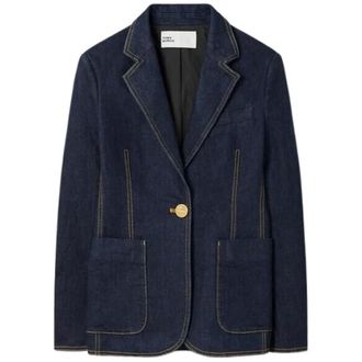 Tory Burch Femme, Vestes, Bleu, Taille: 34 FR Denim Blazer