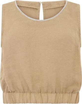 120% Lino Femme, Tops, Beige, Taille: 44 FR Hauts