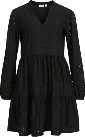 Vila Damen Vikawa L/S Dress/Su - Noos Kleid, Schwarz, XS EU