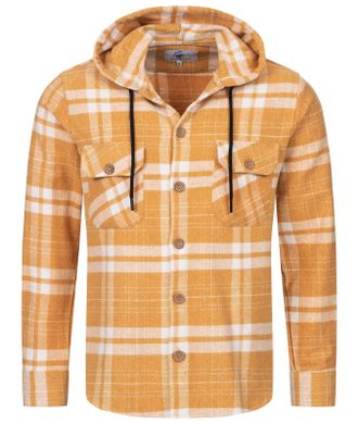 Rock Creek Herren Hemd Kariert Kapuzenhemd Karohemd Herrenhemd Flanell Hemden Holzf&auml;llerhemd &Uuml;bergangsjacke Langarm Kariert Winter H-328 Camel XL