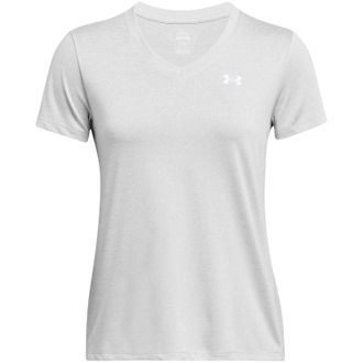 Under Armour T-Shirt f&uuml;r Damen, V-Ausschnitt, lose Passform (Halograu)