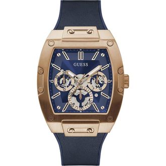 Guess Blaue Leder-/Silikonarmbanduhr - - Accessories - Herren - Blau - ONE SIZE