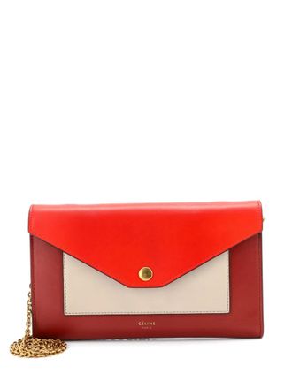 Celine sac port&eacute; &eacute;paule Envelope &agrave; poche en cuir petit format - Rouge