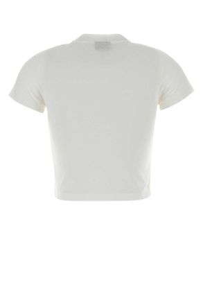 Gucci Womens White Cotton Blend T-Shirt Offwhite Exterior: Polyester T-shirts And Polos