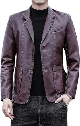 Generic Blazer en cuir pour homme, style décontracté, style professionnel, version printemps automne, veste de costume légère et ajustée, 68, 5XL