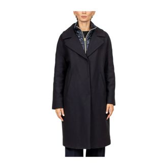 Herno Femme, Manteaux, Bleu, Taille: 40 FR Manteau Bleu en Laine avec Doudoune Amovible