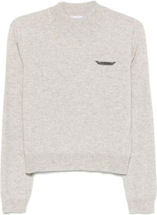 Brunello Cucinelli Femme, Pulls, Gris, Taille: 40 FR Pull en cachemire &agrave; col rond