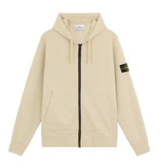 Stone Island Homme, Sweatshirts et sweats &agrave; capuche, Beige, Taille: L Sweat &agrave; capuche en coton avec fermeture &eacute;clair