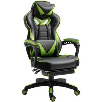 Vinsetto Vinsetto - Fauteuil de bureau gamer style baquet racing - pivotant, inclinable - coussin lombaire, t&eacute;ti&egrave;re, repose-pieds inclus - rev&ecirc;tement