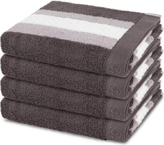 ROSS 4er Set Handtücher Harmony - 100% Baumwolle, Walkfrottee 520 g/m², Hoch-/Tief-Struktur, Flauschig & Saugstark, Elegante Saum-Stickerei, Pflegeleicht -