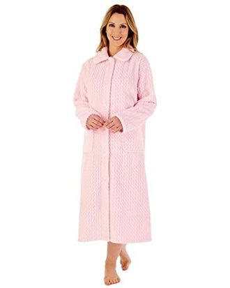 Slenderella HC02316 Robe de chambre boutonn&eacute;e &agrave; lavant pour femme, rose p&acirc;le, XXL