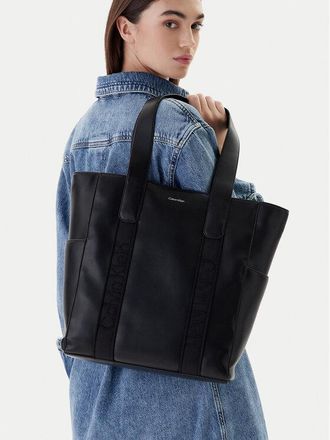 Calvin Klein Handtasche Webbing Strap Tote LV04F3289G Schwarz