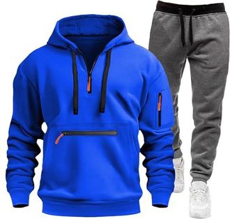 Generic Survetement Homme Ensemble Sweat &Agrave; Capuche Et Pantalon V&ecirc;tement De Sport Automne Hiver Casual Tenue Sport Homme D&eacute;contract&eacute; Ensemble 2 Pi&egrave;ces Tracksui