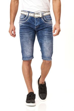 Cipo & Baxx Jeansbermudas CIPO & BAXX, Herren, Gr. 29, N-Gr, blau, Denim/Jeans, Obermaterial: 100% Baumwolle, Abriebeffekte, regular fit knielang, Jeans, Baumwoll