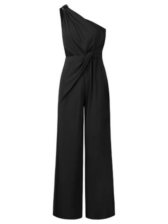 Apart Fashion Damen One-Shoulder Jumpsuit, Weitbeinige Marlene-Hose, Drapierte Taillendetails, Asymmetrischer Ausschnitt, Eleganter Cut-Out, Jersey-Stoff, Formeller