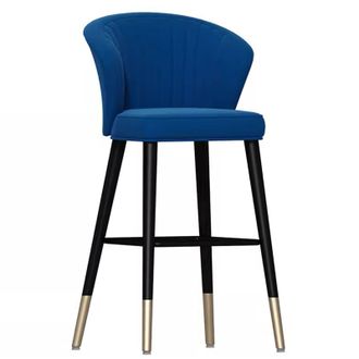 Generic Barhocker in Tresenh&ouml;he, Samtbezogene K&uuml;chenhocker mit schmiedeeisernen Beinen und gepolsterter R&uuml;ckenlehne, Fr&uuml;hst&uuml;ckshocker f&uuml;r K&uuml;cheninseln/Restaur