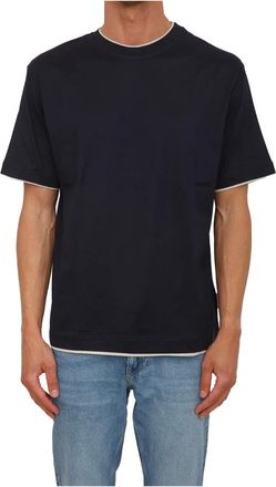 Paolo Pecora Homme, Tops, Bleu, Taille: 2XL T-Shirt Jersey