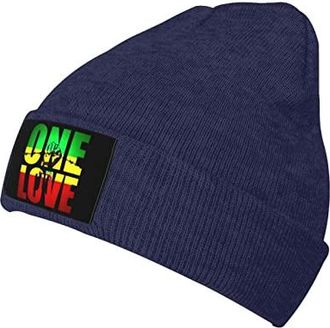Generic Bonnet Docker Love One, Reggae Jamaïcain Confortable Knit Cuffed Beanie Respirant Skull Casquette pour À Pied Sports